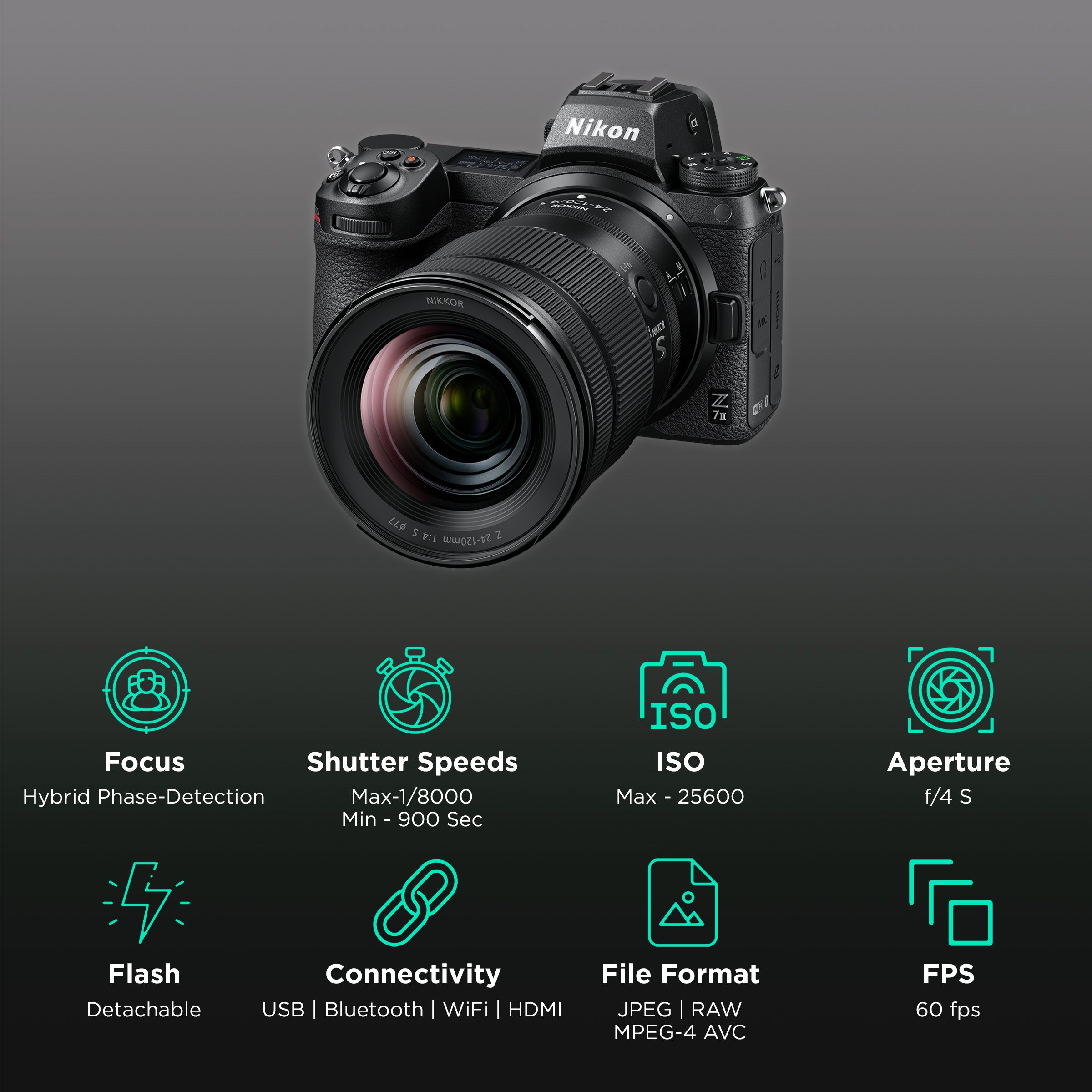 Buy Nikon Z 7II 45.7MP Mirrorless Camera (24-120 mm Lens, 35.9 x 23.9 mm Sensor, Tilting TFT ...